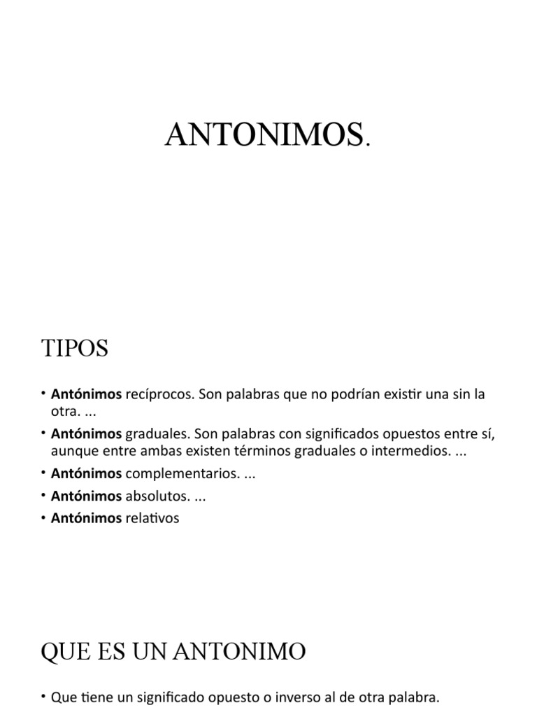 Tipos y Definición de Antónimos | PDF