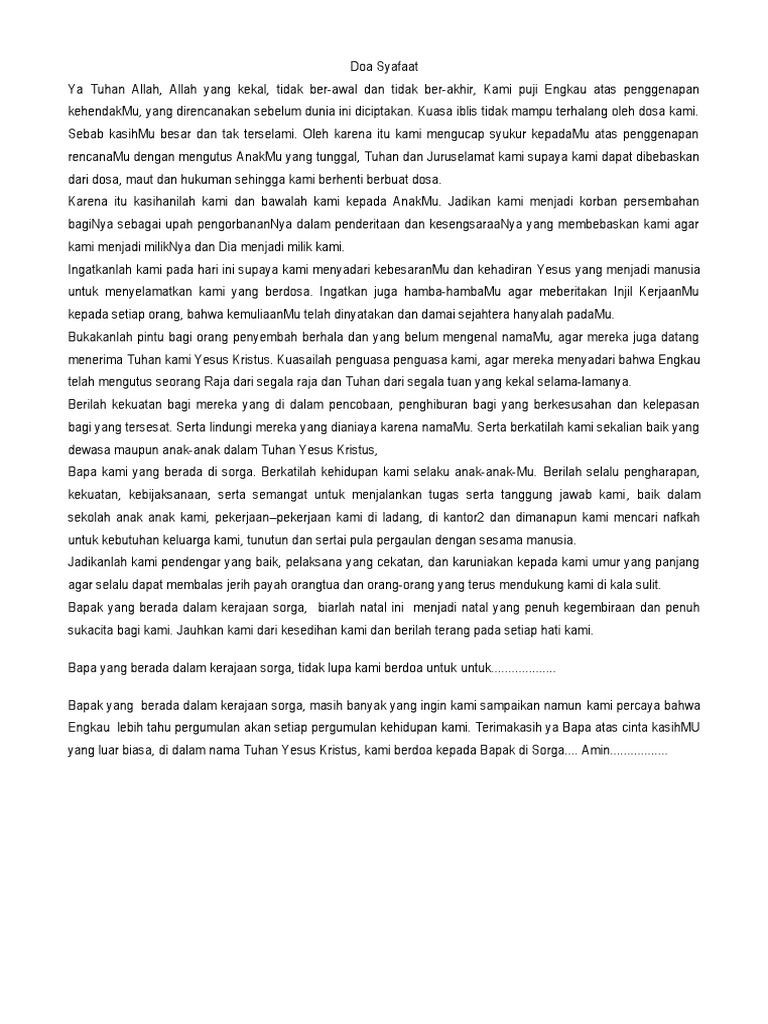 Contoh doa syafaat | PDF