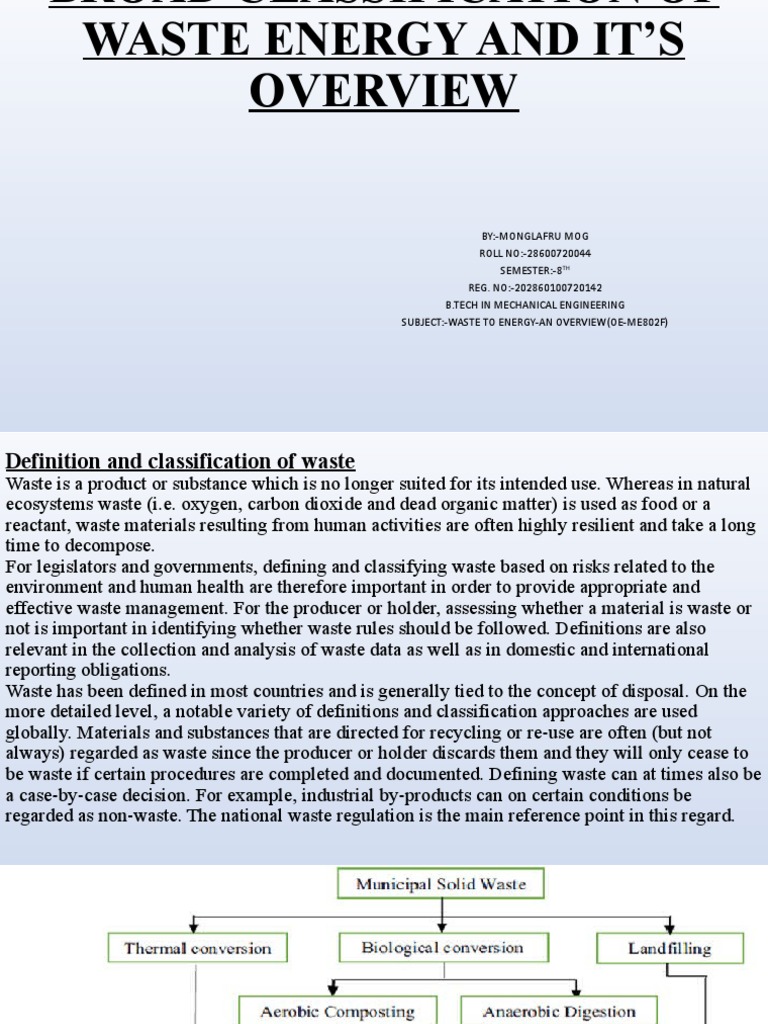 Broad Classification of Waste Energy and It's Overview | PDF | Waste ...