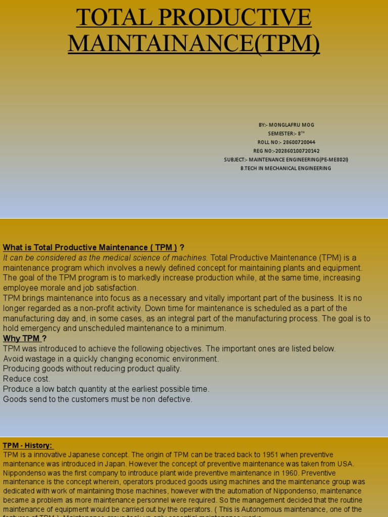 Total Productive Maintainance (TPM) | PDF | Business | Business Process