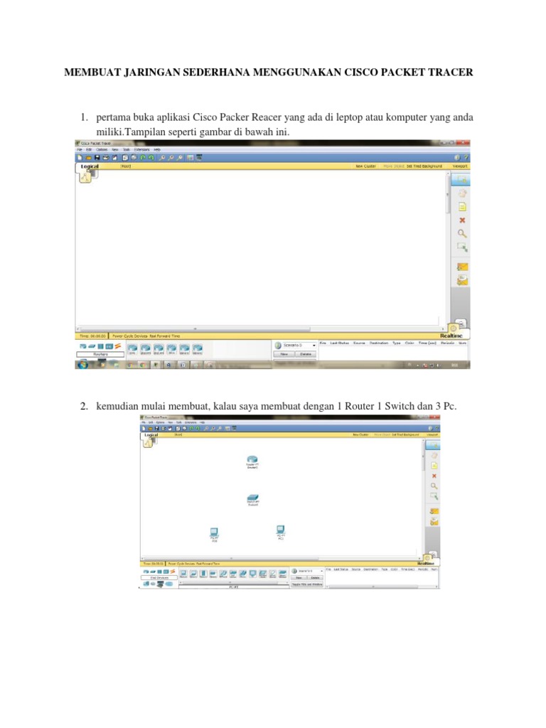 Membuat Jaringan Sederhana Menggunakan Cisco Packet Kelas 11 TKJ | PDF
