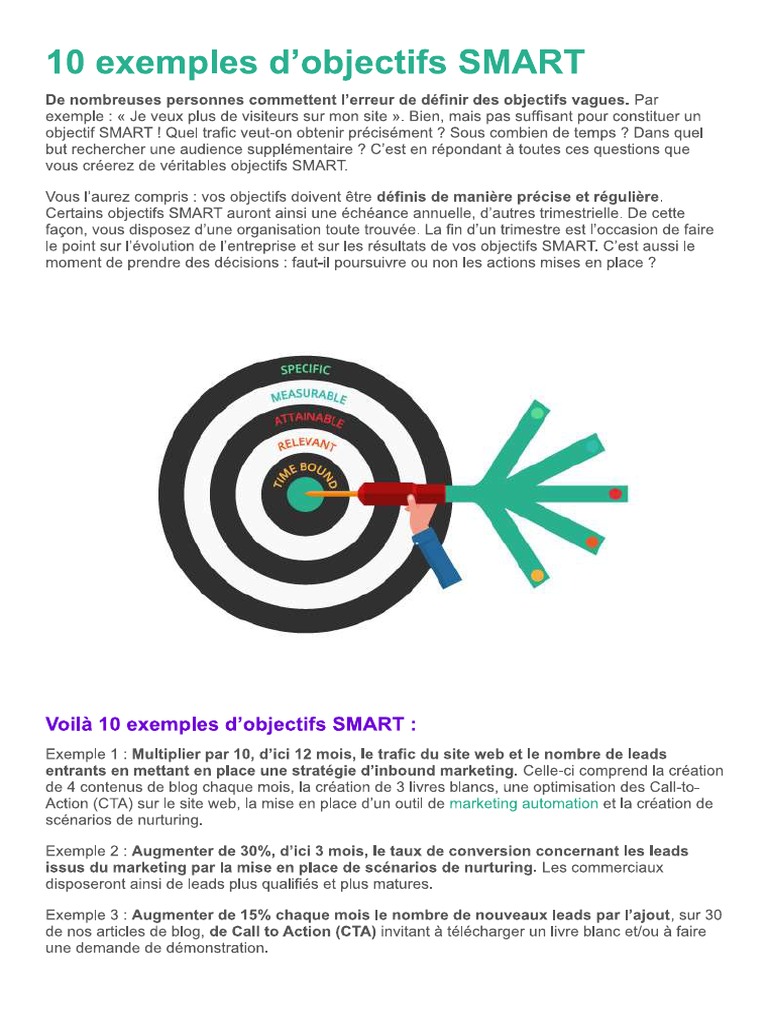 10 Exemples D'objectifs SMART | PDF