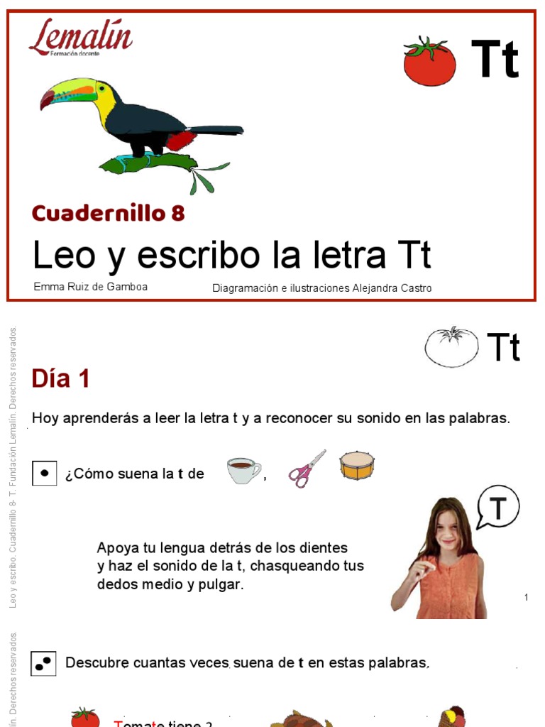 Cuadernillo 08, Letra T - FICHA | PDF