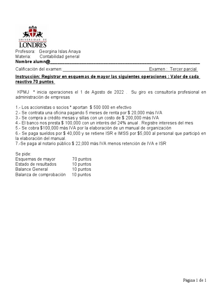 Examen Conta | PDF | Finanzas y dinero