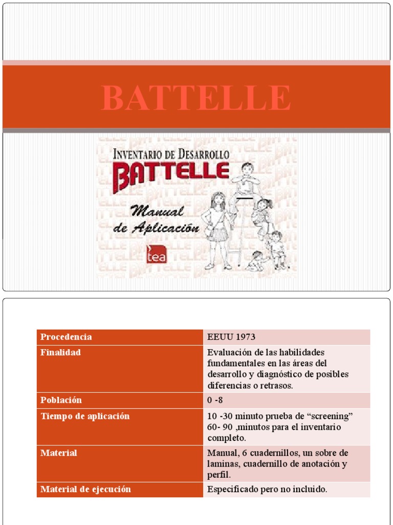 Prueba Battelle: Evaluación Infantil | PDF