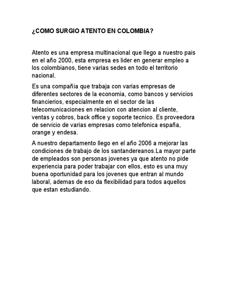 Como Surgio Atento en Colombia | PDF