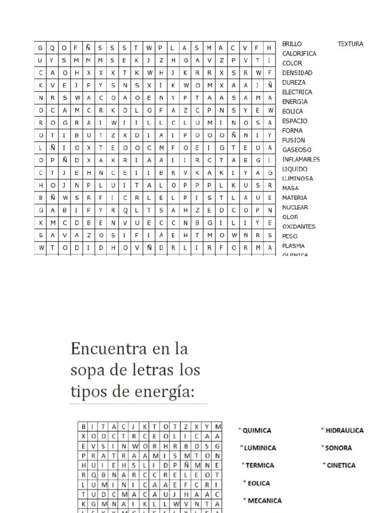 Sopa de Letras Energias | PDF