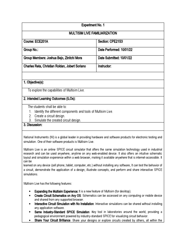 Laboratory Experiment 1 | PDF | Low Pass Filter | Simulation