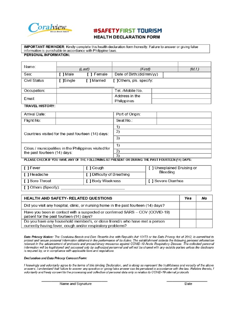 Health Declaration Form | PDF