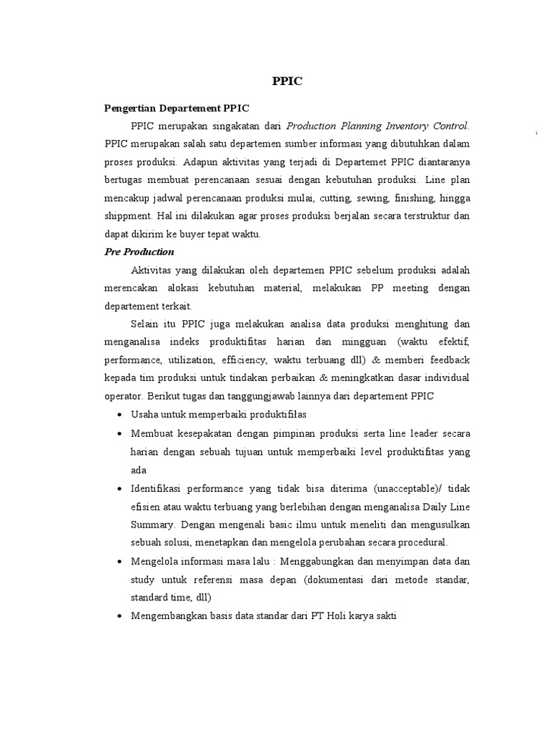 Laporan Ppic | PDF | Bisnis