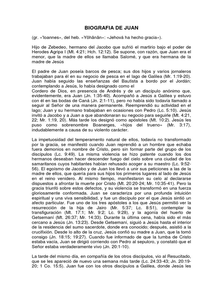 Biografia de Juan | PDF | Juan el apóstol | Jesús