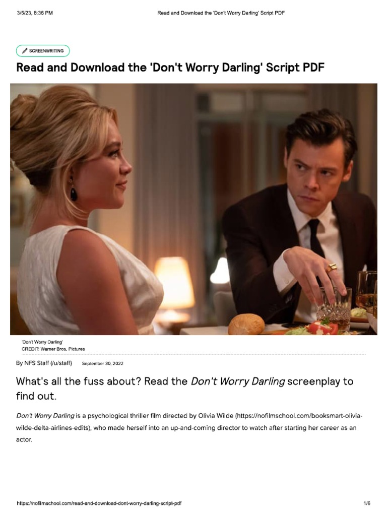 Read and Download The - Don - T Worry Darling - Script PDF | PDF