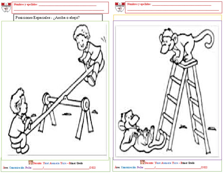 Ficha Mat. Posición Espacial - Arriba - Abajo | PDF