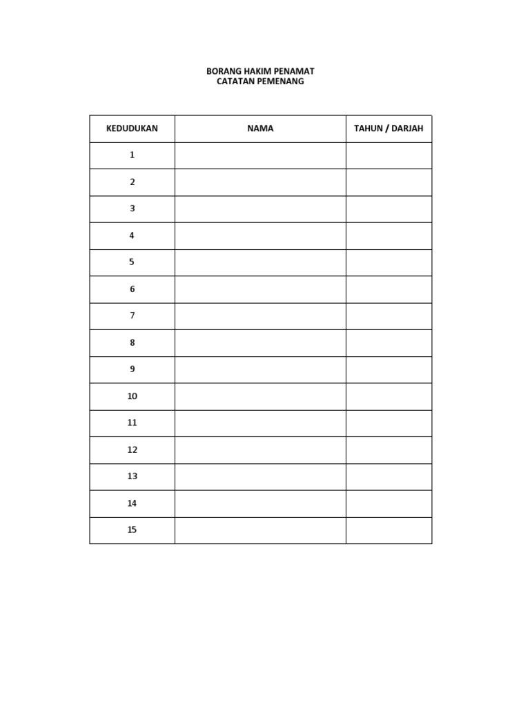 Borang Pemenang | PDF