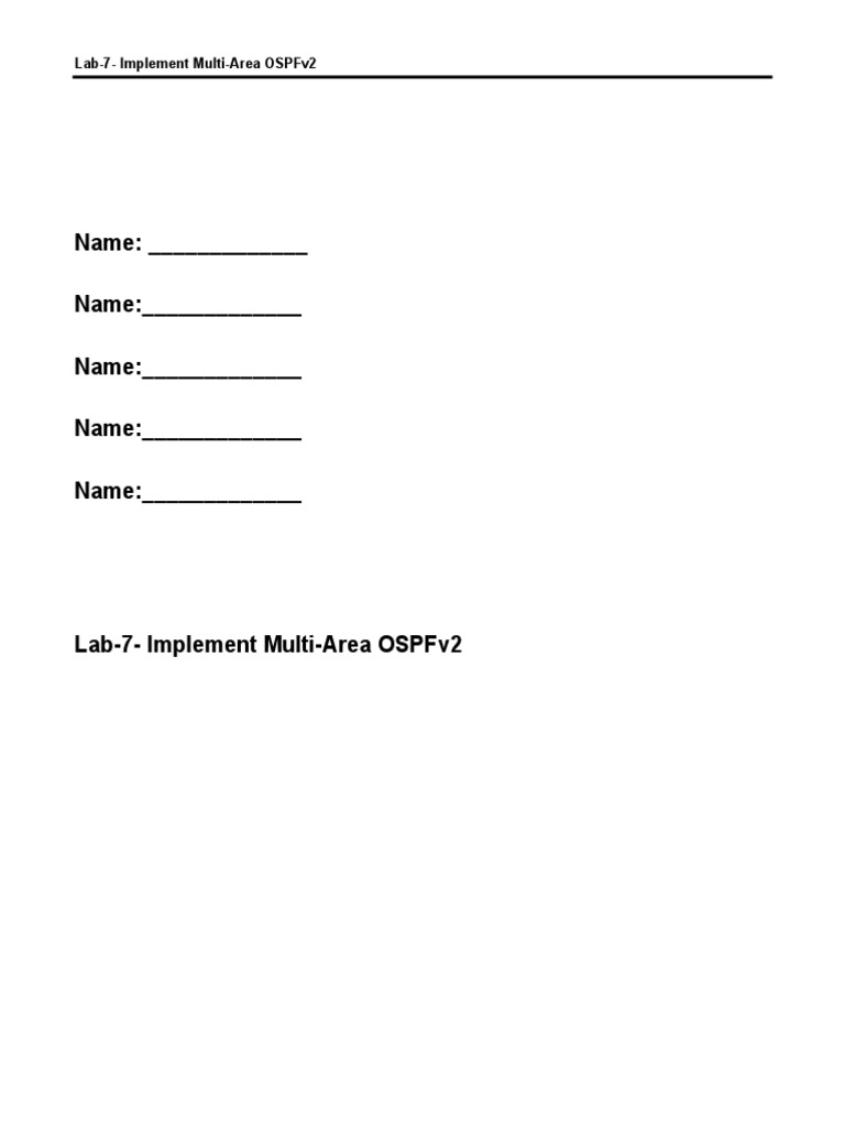 T113 Lab 7 Implement Multi-Area OSPFv2 | PDF