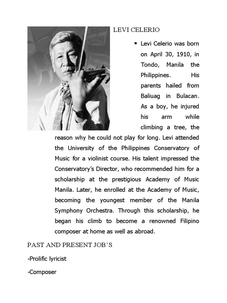 The Musical Genius of Levi Celerio: A Biography of the Renowned Filipino Composer Known for ...