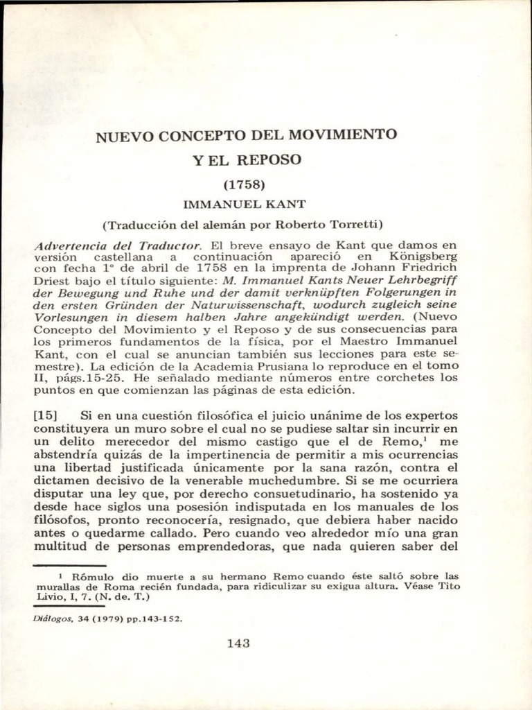 012 Nuevo Concepto Del Movimiento y El Reposo 1758 de Immanuel Kant T ...