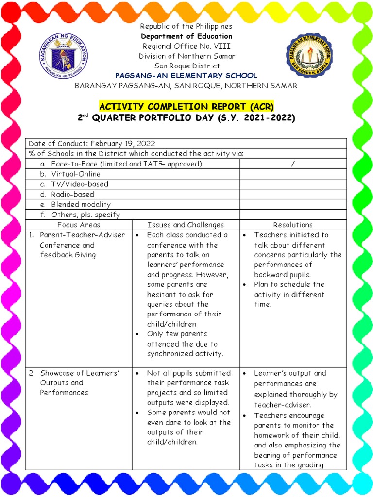 2nd Quarter Portfolio Day Report 2022 | PDF | Teachers | Learning