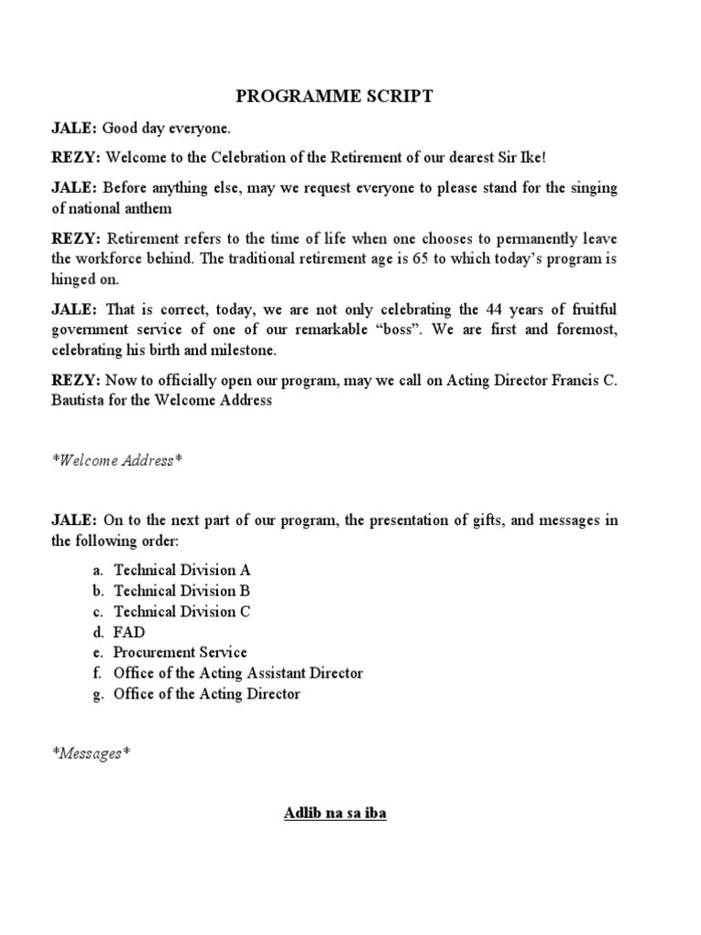 Programme Script | PDF