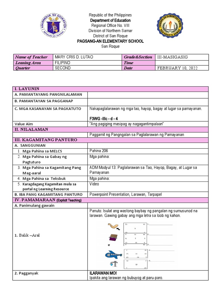 Filipino COT 1 - 2022 | PDF