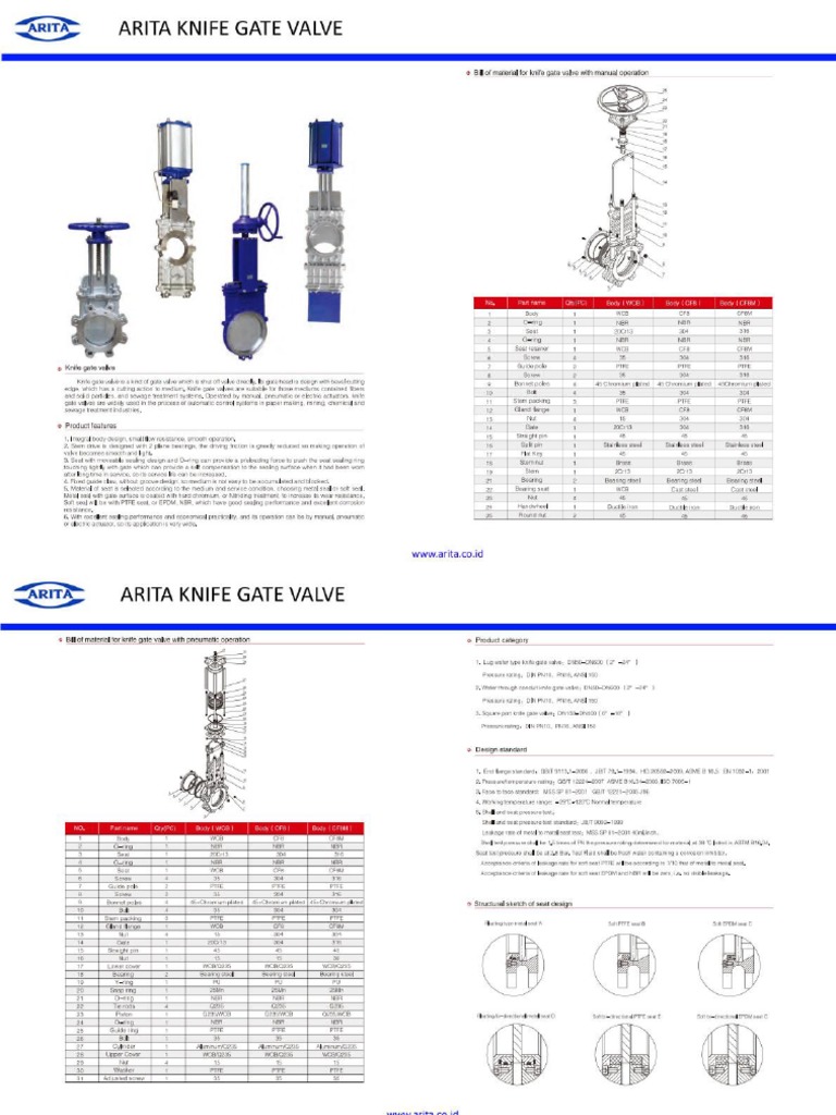 ARITA Pneumatic Knife Gate Valve | PDF