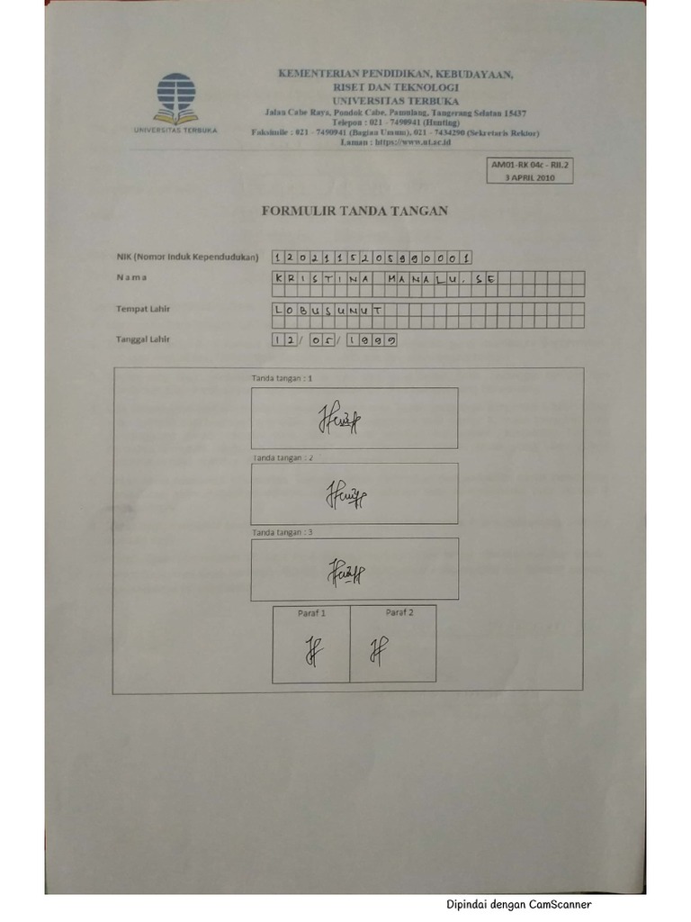 Formulir Tanda Tangan | PDF