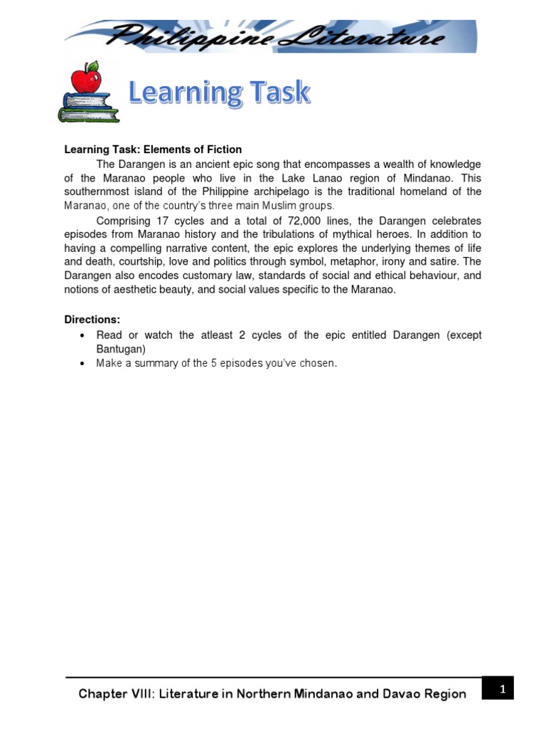 Chapter Viii - Learning Task - Literature in Northern Mindanao and ...