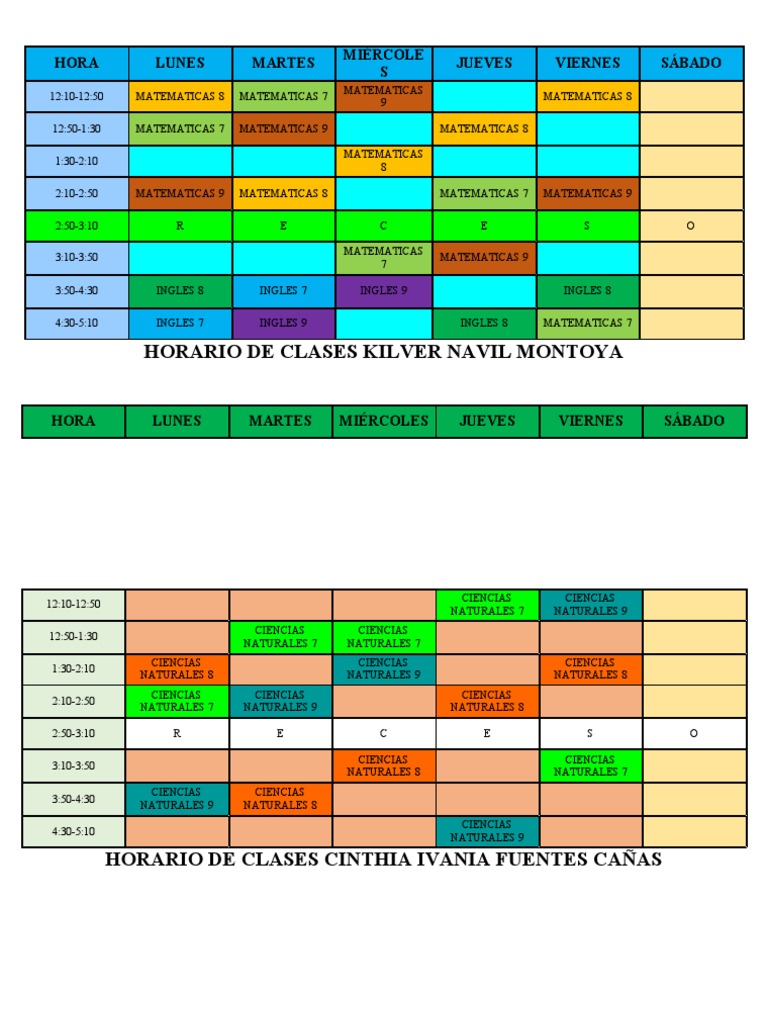 Horario de Clases | PDF