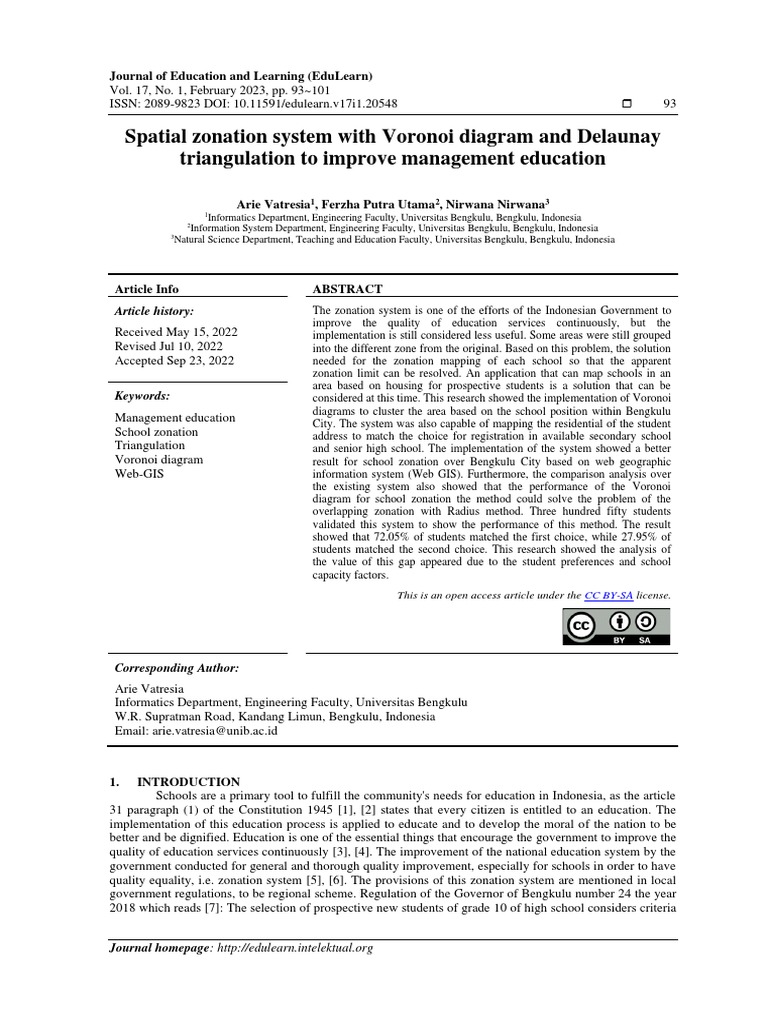 Spatial Zonation System With Voronoi Diagram and Delaunay Triangulation ... Spatial Zonation System With Voronoi Diagram and Delaunay Triangulation ...