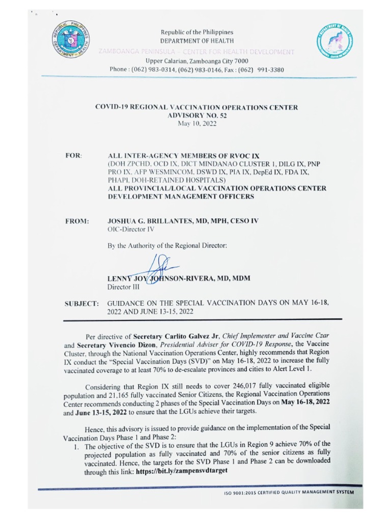 RVOC Advisory No.52 | PDF