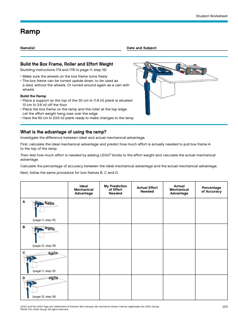 Lego WeDo Ramp Student Worksheet | PDF