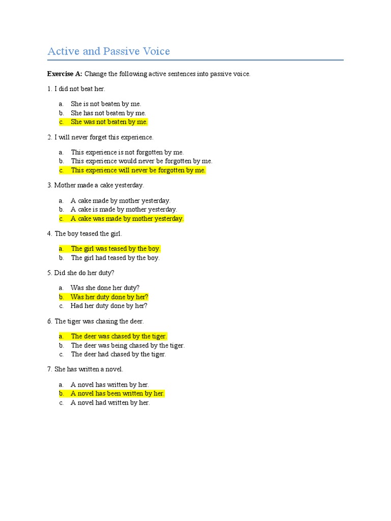 Active and Passive Voice 2 | PDF