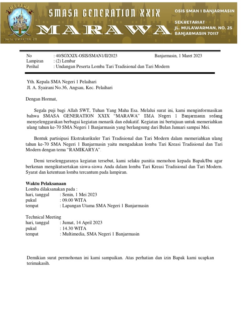 Undangan Lomba Tari Tradisional dan Modern | PDF | Seni