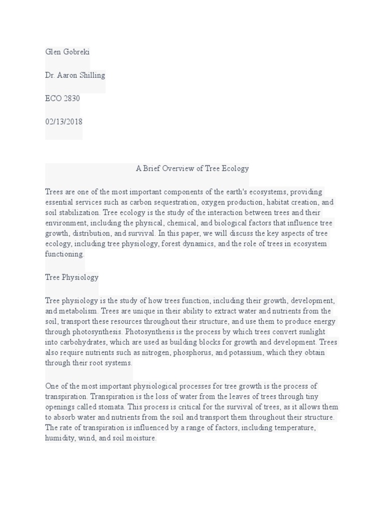 A Brief Overview of Tree Ecology | PDF | Ecosystem | Disturbance (Ecology)