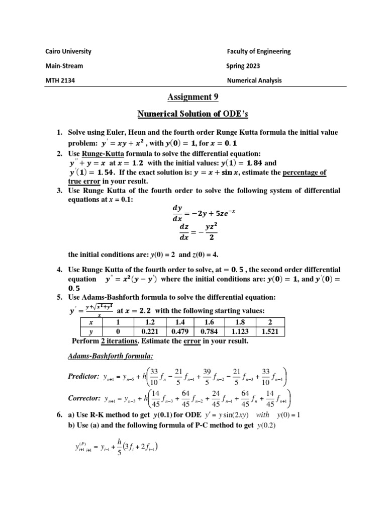 Assignment 9 | PDF | Applied Mathematics | Numerical Analysis