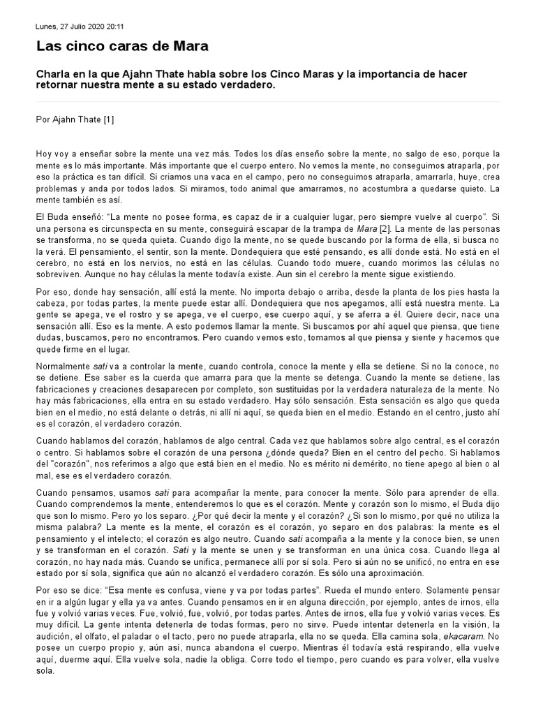 Las cinco trampas de Mara en la mente | PDF | Mente | Sufrimiento