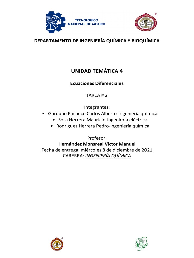 Tarea 2 Ecuaciones Diferenciales U4 | PDF