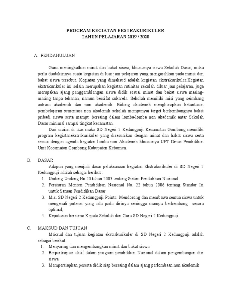 Dokumen Program Ekstrakurikuler | PDF | Karier & Perkembangan
