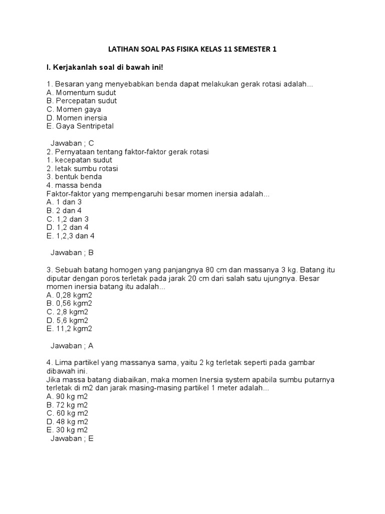 Lat Soal Pas Fisika Kelas 11 Semester 1 | PDF | Ilmu Sosial