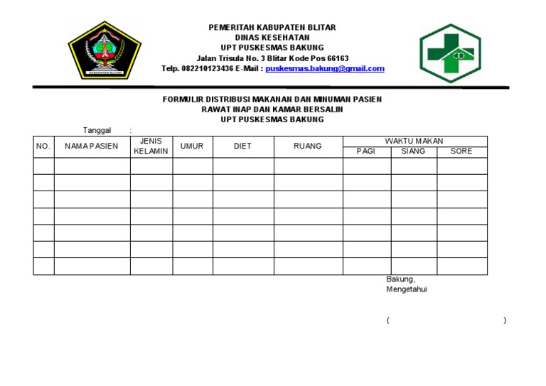 Formulir Distribusi Makanan | PDF
