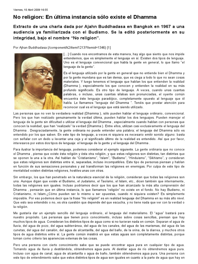 No Religion - en Última Instancia Sólo Existe El Dhamma | PDF | Agua | Verdad
