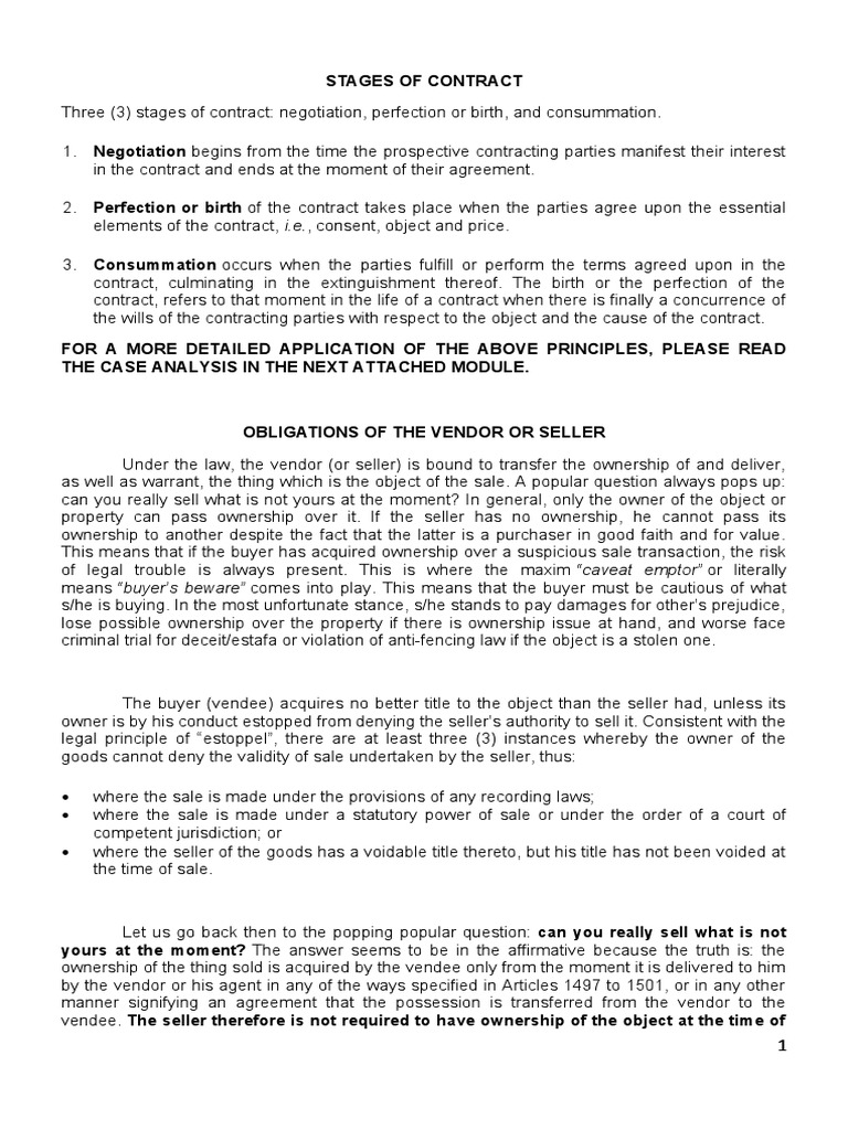 Stages of Contract | PDF | Breach Of Contract | Sales