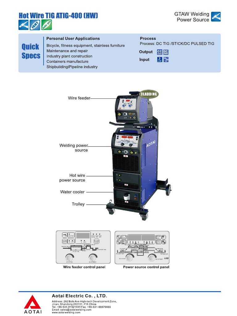 Hot Wire TIG ATIG-400P (HW) | PDF