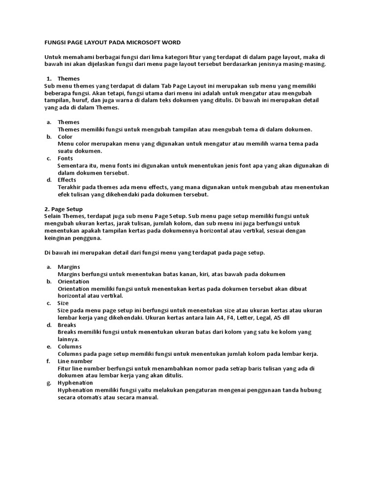 Fungsi Page Layout Pada Microsoft Word | PDF