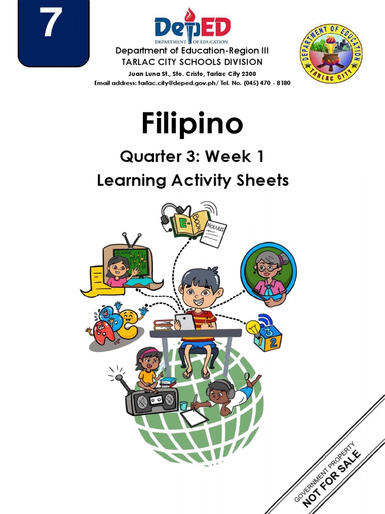Filipino: Quarter 3: Week 1 Learning Activity Sheets | PDF