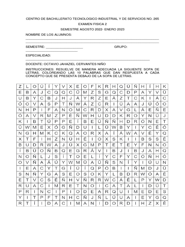 Sopa de Letras Fisica | PDF