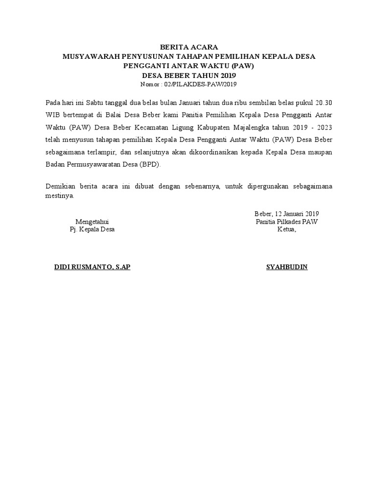 BERITA ACARA TAHAPAN | PDF