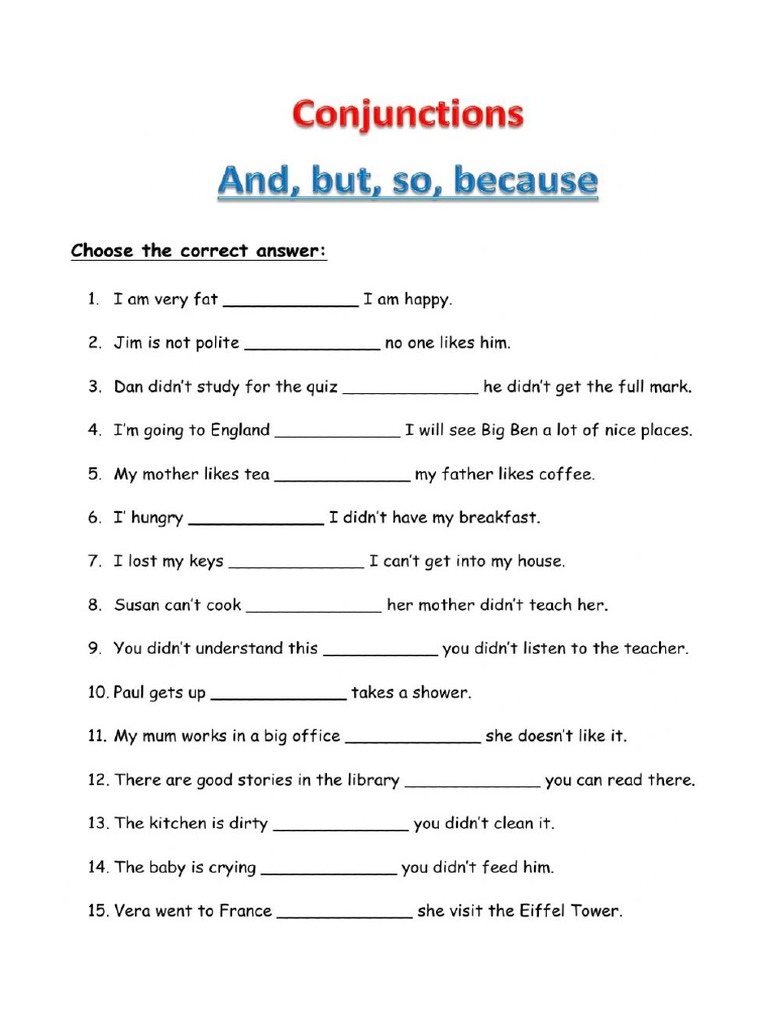Homework - Conjunctions | PDF