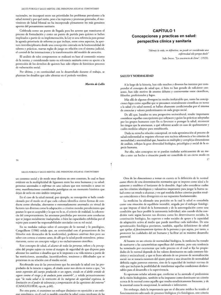 Lellis - Salud Pública, Salud Mental - Del Paradigma Asilar - Cap 1,2 y ...