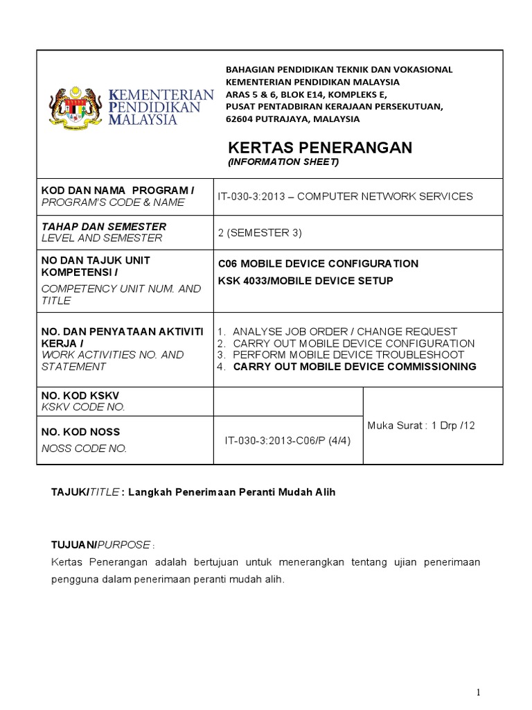 Kertas Penerangan K4 | PDF